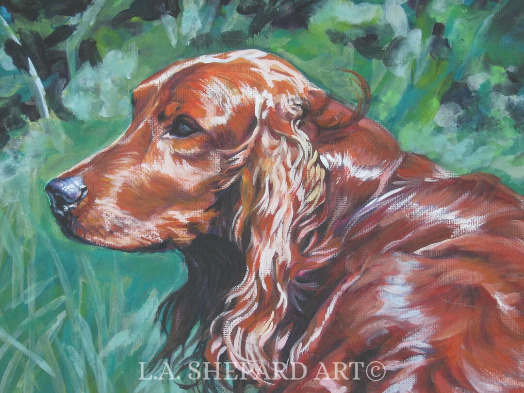IRISH SETTER Dog Art Portrait PRINT of Lashepard Painting 8x10 - Etsy