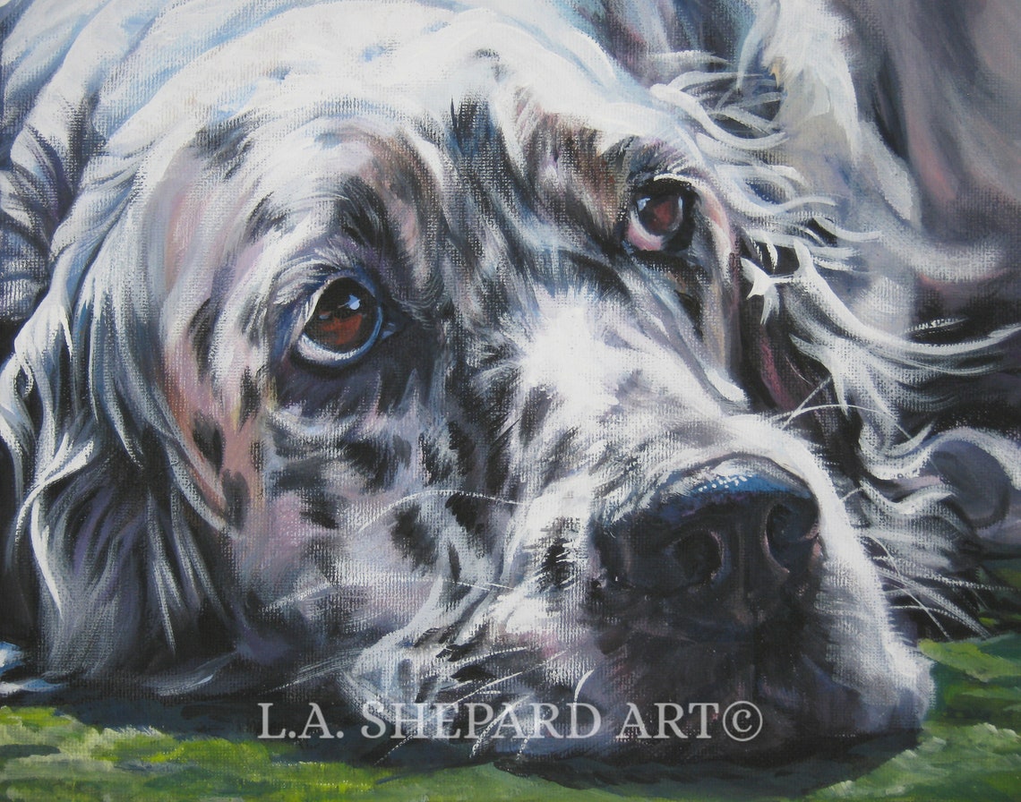 English SETTER PORTRAIT Dog Art Canvas PRINT of Lashepard | Etsy