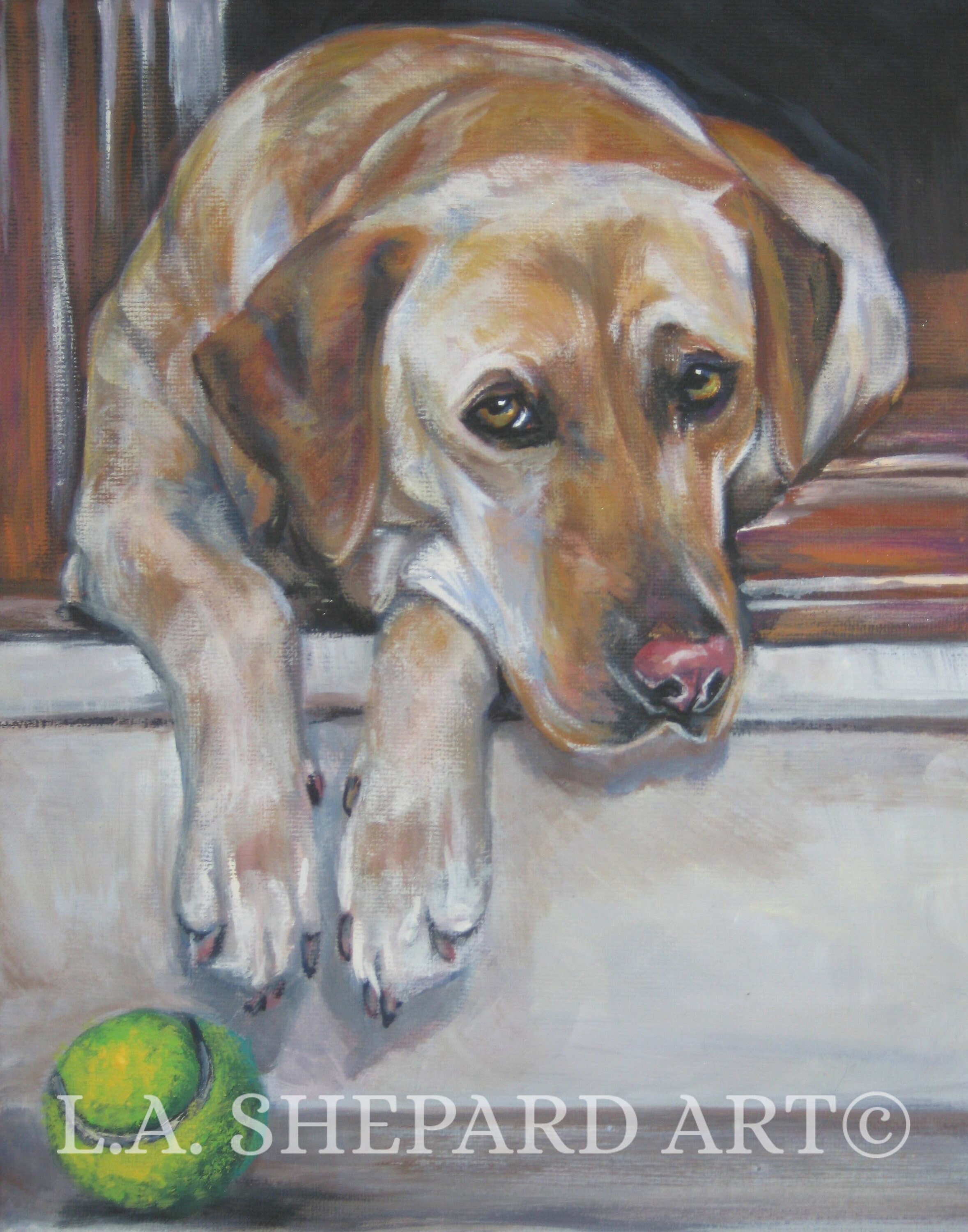 Labrador Retriever YELLOW LAB Dog Art PRINT of Lashepard Painting 8x10 ...