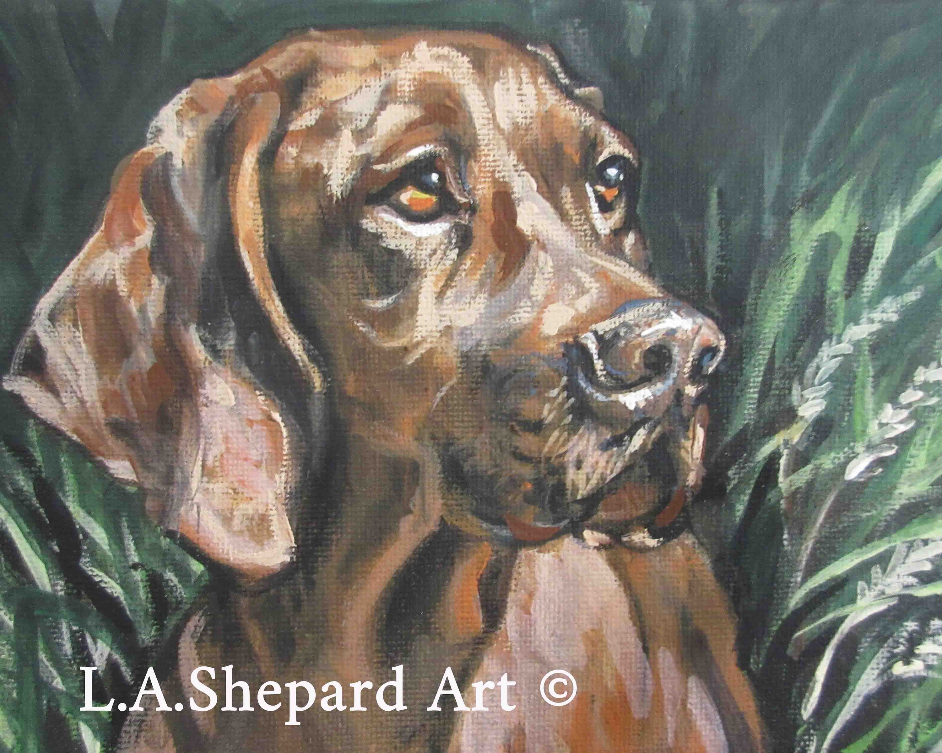 A Vizsla Dog Art Portrait Print Of An LA Shepard Painting 11x14" Xmas ...
