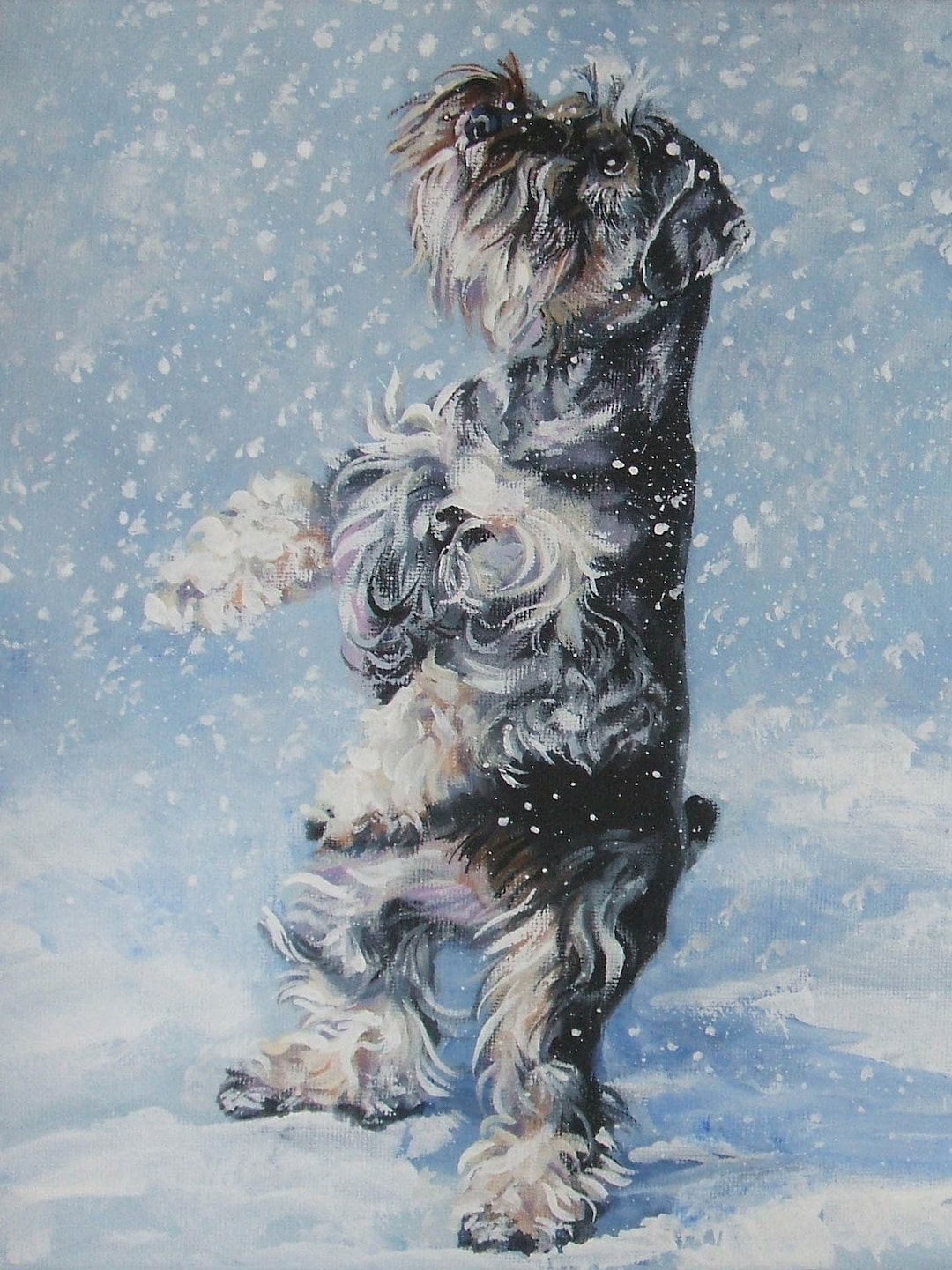 Miniature SCHNAUZER DOG Art Canvas PRINT of Lashepard Painting 12x16 ...