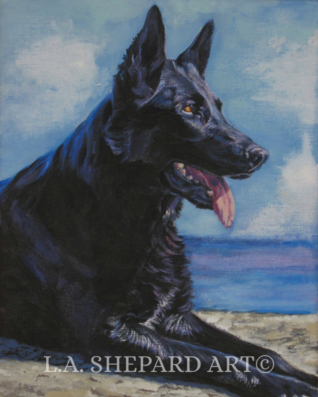 German Shepherd Dog Art Canvas PRINT of Lashepard Painting 8x10" GSD ...