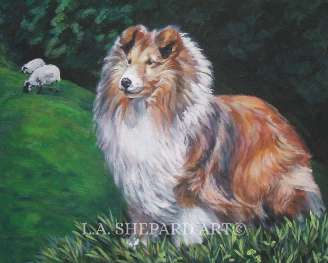 Shetland Sheepdog SHELTIE Dog ART PRINT of Lashepard Painting 8x10 - Etsy