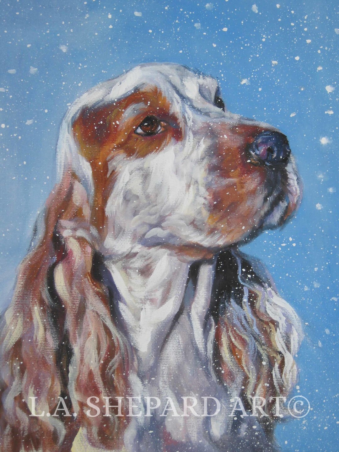 ENGLISH COCKER Spaniel Dog Art Portrait PRINT of Lashepard Painting ...