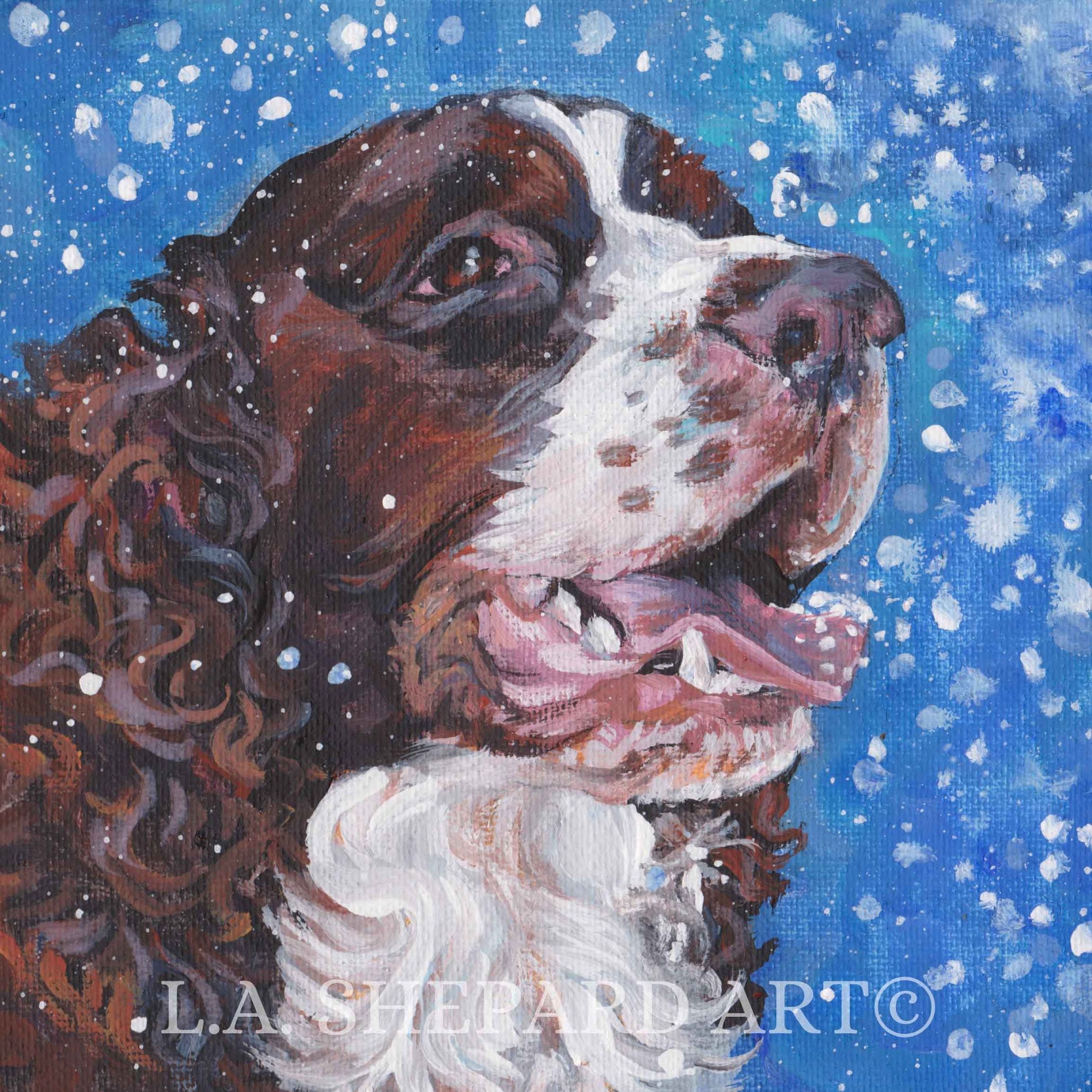 English SPRINGER SPANIEL Dog Portrait Art Canvas PRINT of Lashepard ...