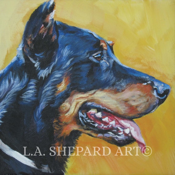 BEAUCERON dog ART portrait canvas PRINT of LAShepard painting | Etsy