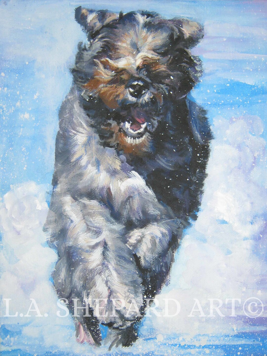 BOUVIER DES FLANDRES Dog Art Print of Lashepard Painting 12x16 - Etsy