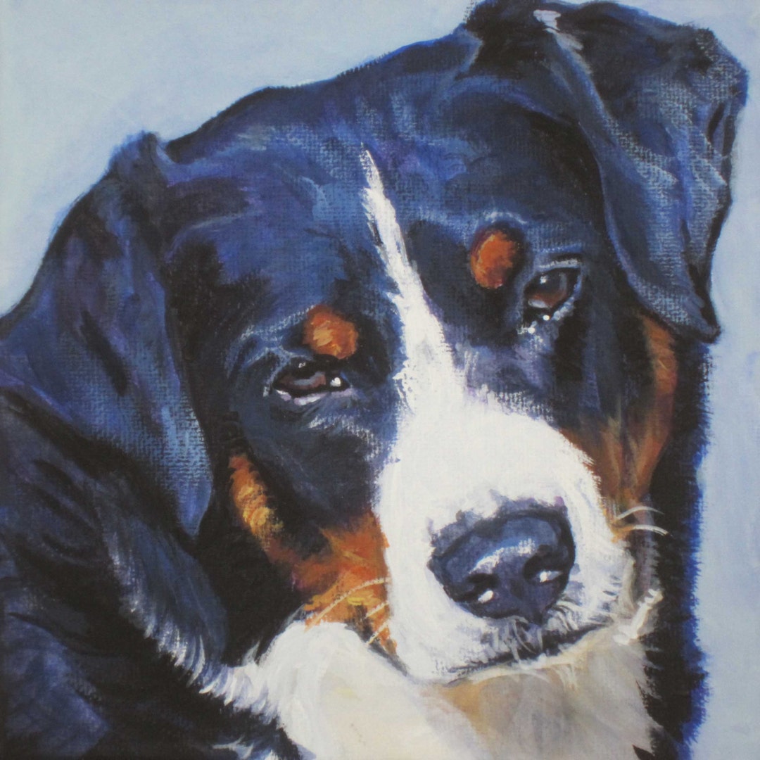 Appenzeller Mountain Dog Portrait CANVAS Print of LA Shepard Painting ...