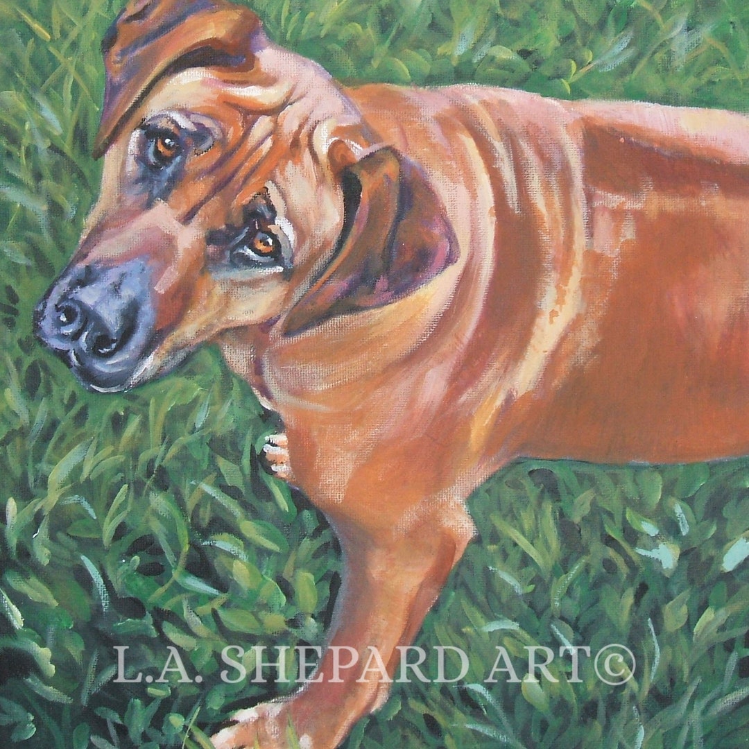 Rhodesian RIDGEBACK Dog Art Portrait Canvas PRINT of LA Shepard ...