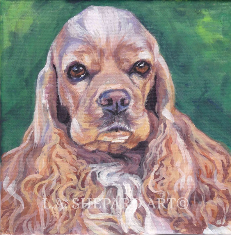 American COCKER SPANIEL Portrait Dog Art Canvas PRINT of Lashepard ...