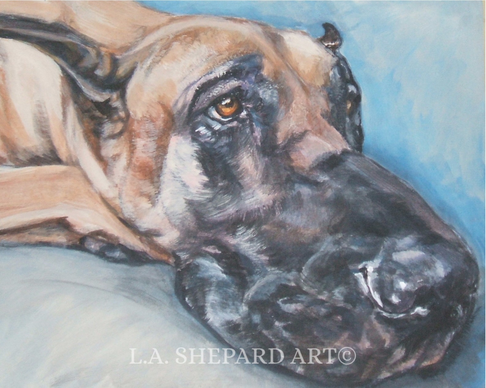 GREAT DANE dog portrait art Canvas PRINT of LAShepard painting | Etsy