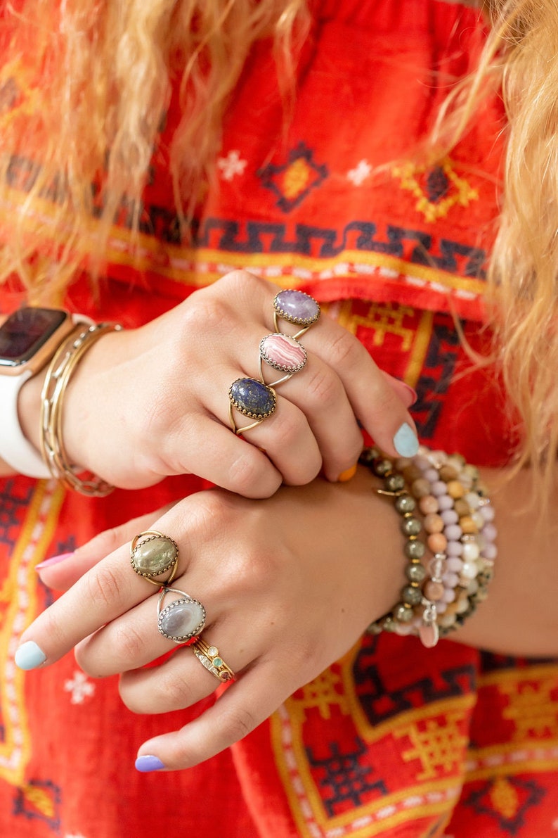 Dalmatian Jasper Statement Ring Gemstone Ring Handmade in | Etsy