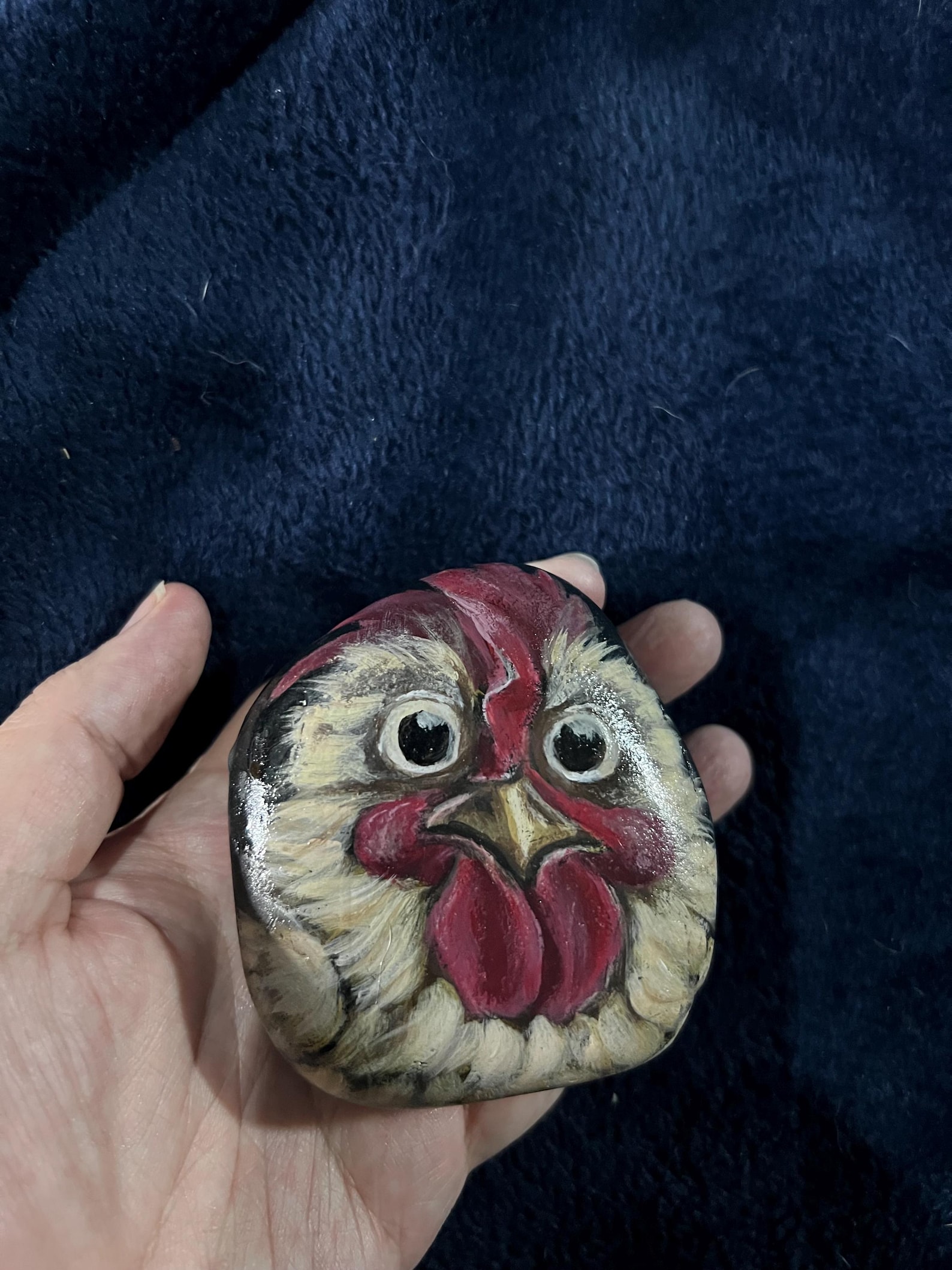 Chicken Rock Art, Hand Painted With High Quality Acrylics on a Black ...