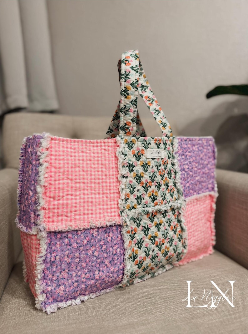 Rifle Paper Co. Floral Rag Quilt Tote Bag: Handmade Patchwork Travel ...