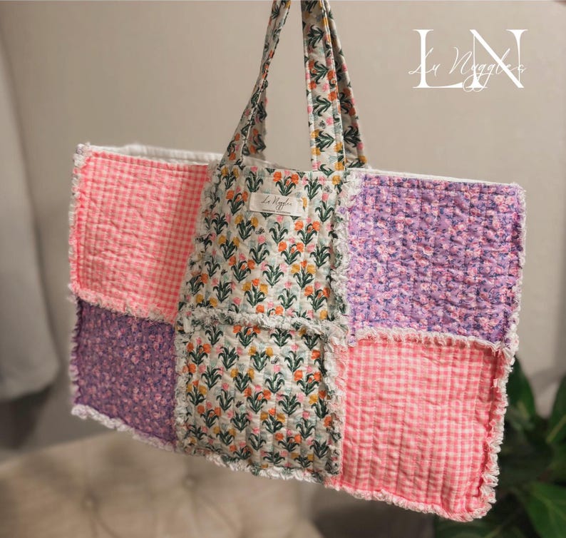 Rifle Paper Co. Floral Rag Quilt Tote Bag: Handmade Patchwork Travel ...