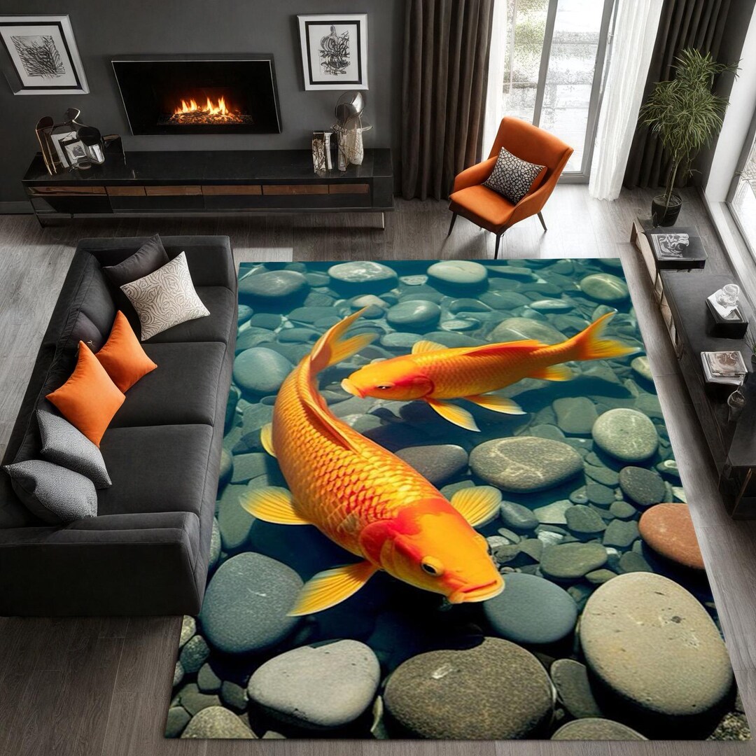 Koi Fish Rugs,fish Rugs,fish Pond Rug,orange Rugs,relax Rugs,nature ...