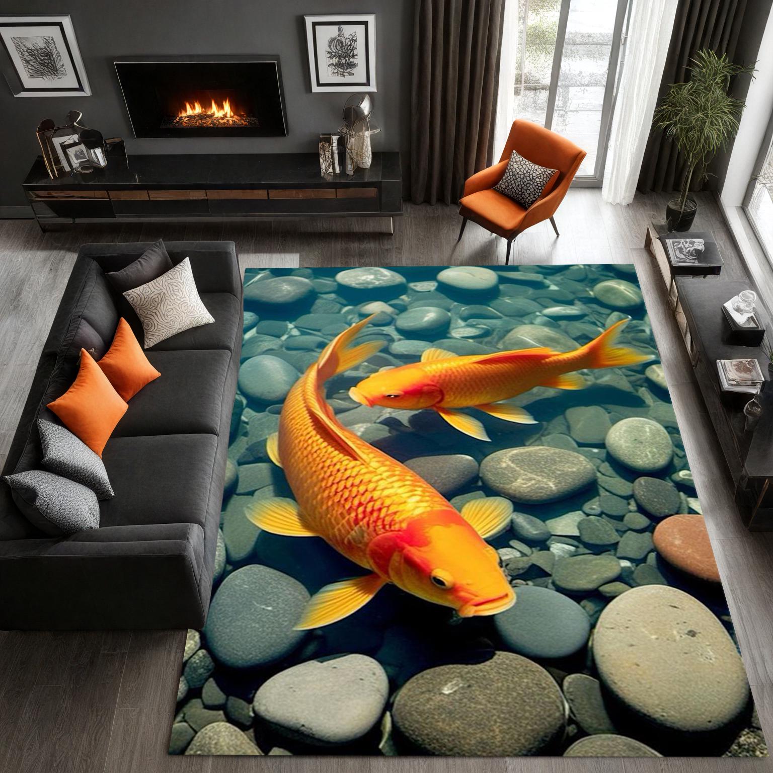 Koi Fish Rugs,fish Rugs,fish Pond Rug,orange Rugs,relax Rugs,nature ...