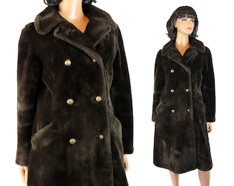 Faux Fur Coat M Vintage Dark Brown Glossy Mink Tissavel | Etsy
