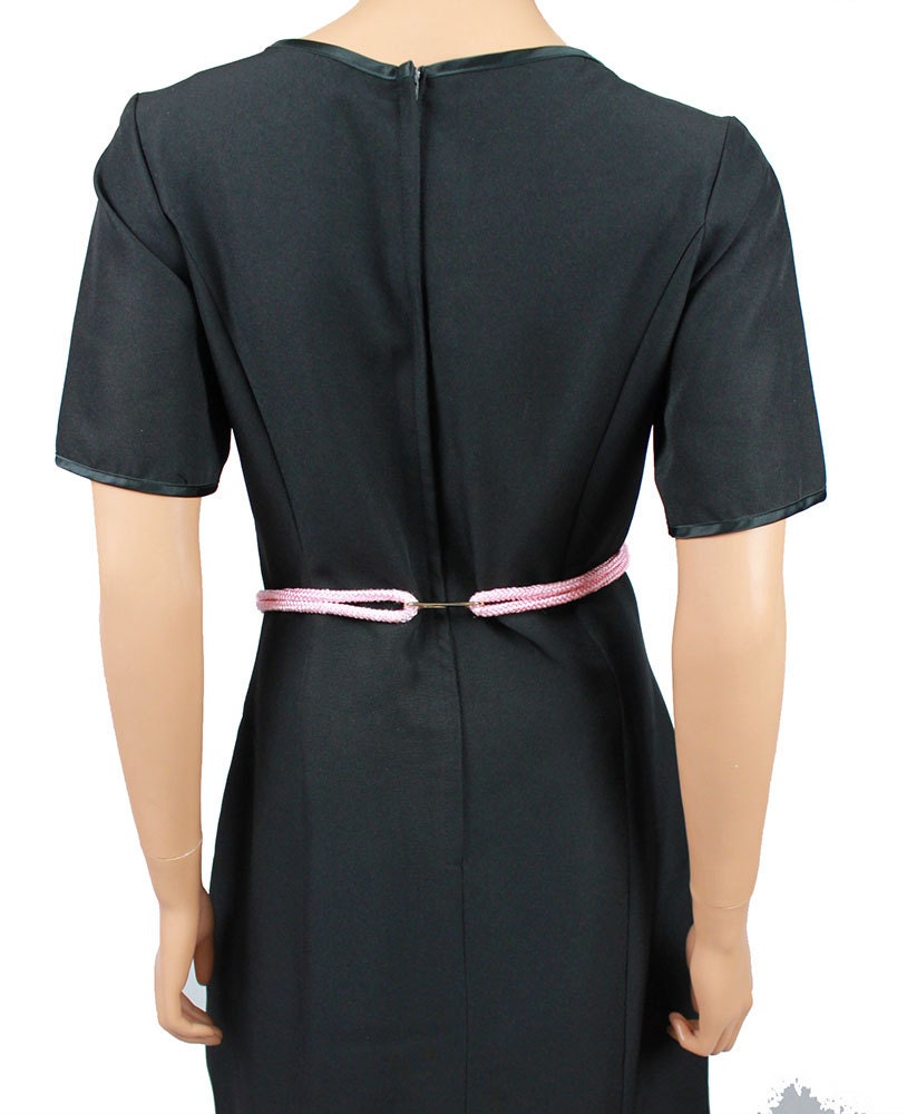 Bubblegum Pink Rope Belt 29-37" Vintage White Pearls Gold Metal Braided ...