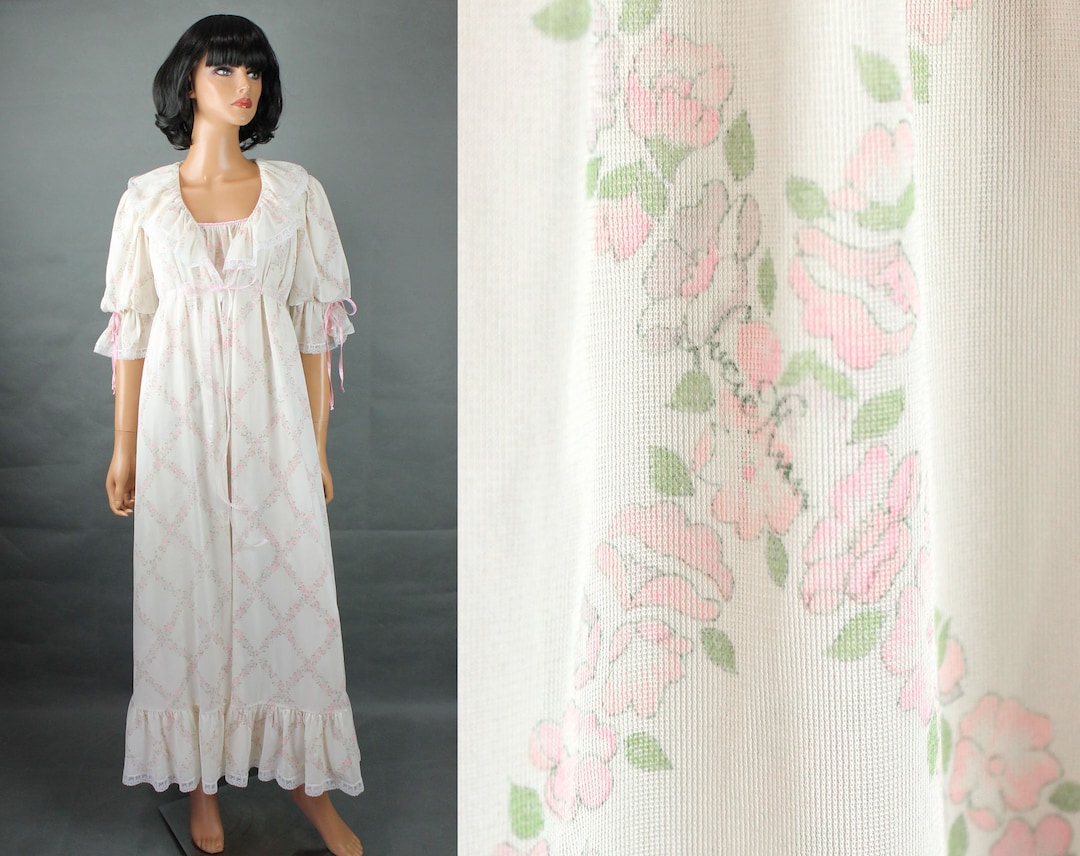 Lucie Ann Claire Sanders Peignoir Set Vintage White Pink Floral ...