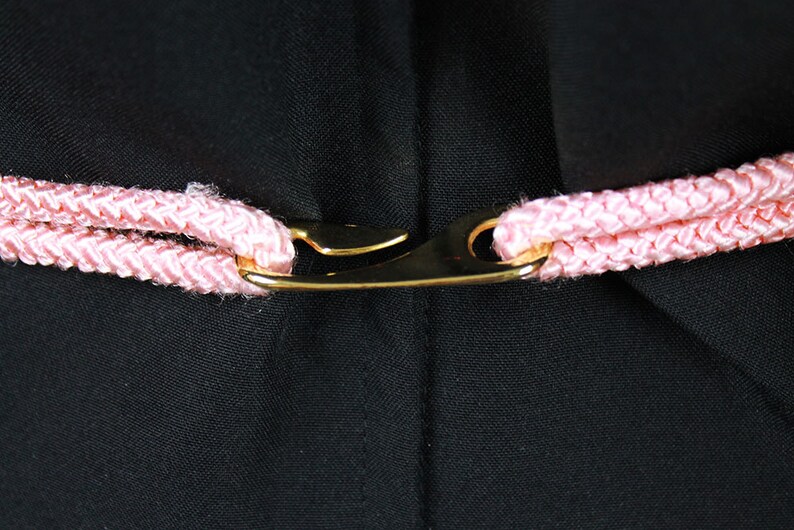 Bubblegum Pink Rope Belt 29-37" Vintage White Pearls Gold Metal Braided ...