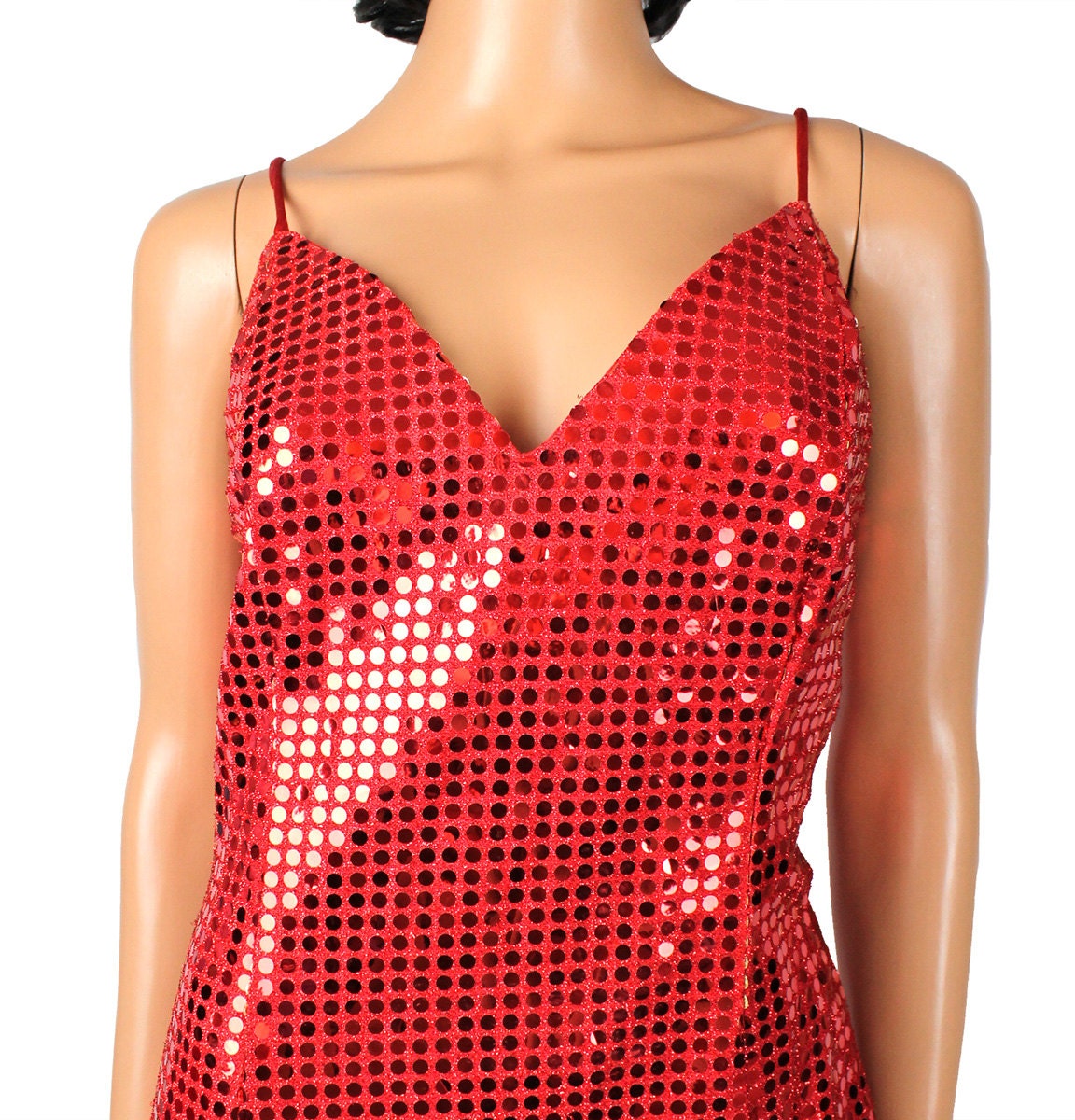 Red Sequin Dress M Vintage Sleeveless Fredricks of Hollywood Jessica ...