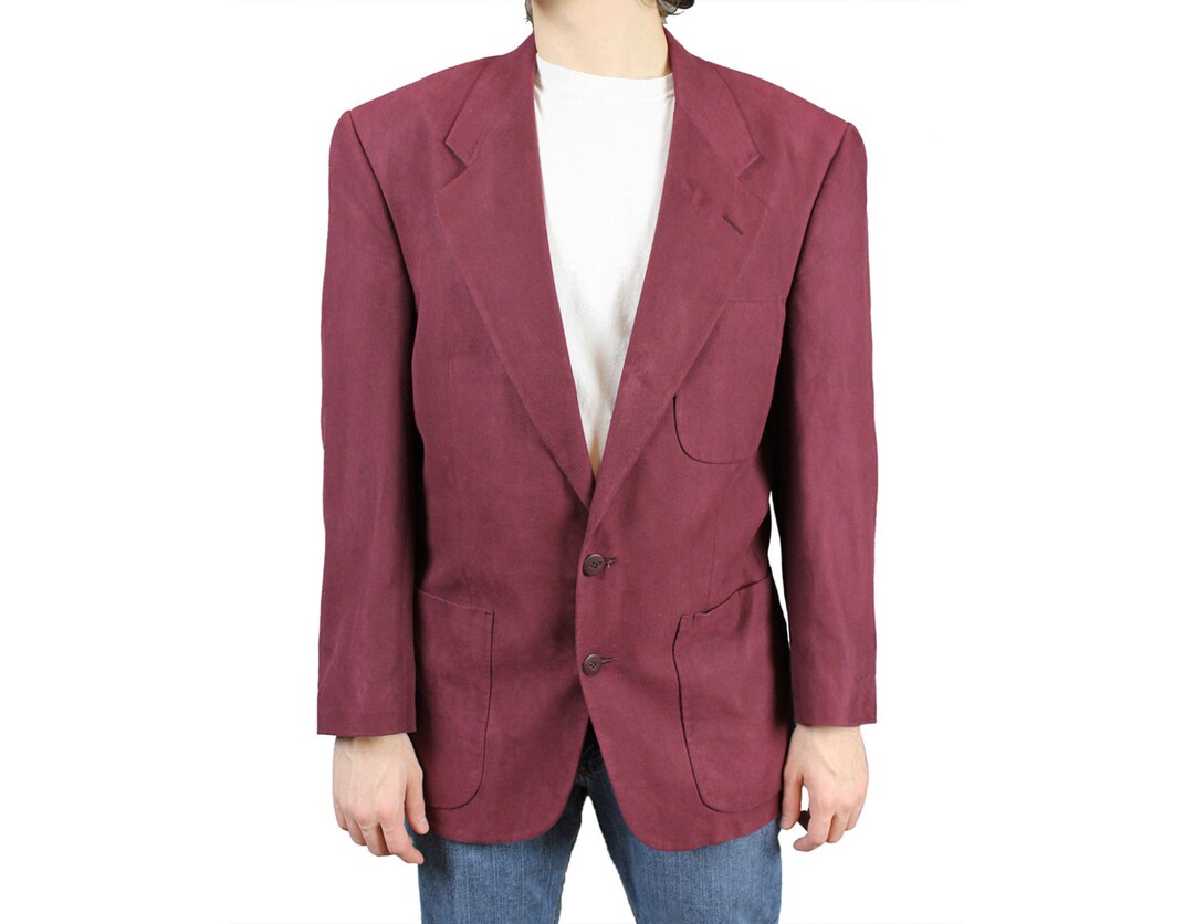 Vintage Doeskin Blazer 42R Dark Plum Wine Purple Faux Suede Sports Coat ...