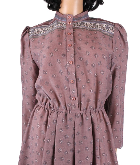 Vintage Secretary Dress M 70s 80s Wool Blend Mauve Pu… - Gem