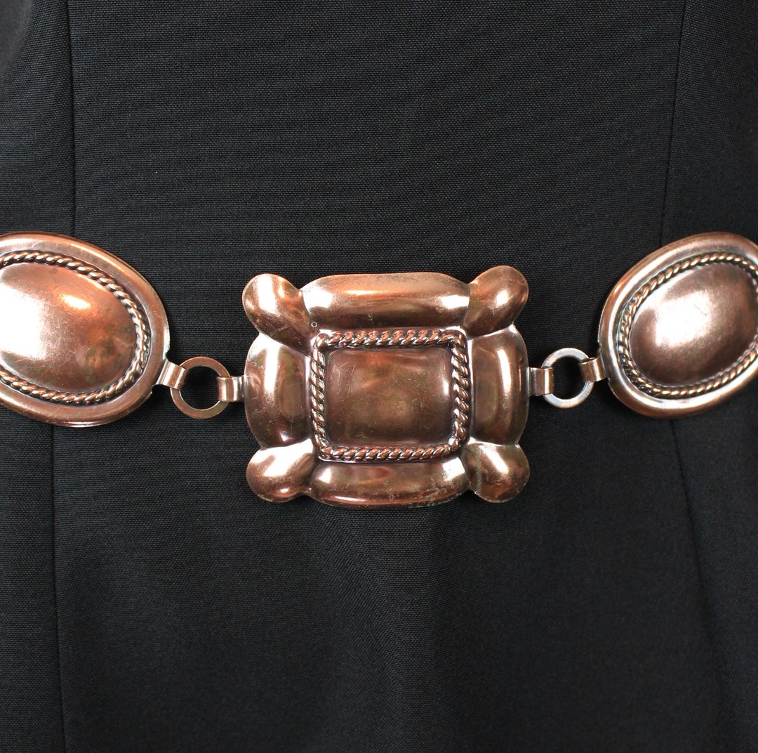 Vintage Concho Belt 30 S M 70s Copper Tone Metal Chunky Wide Hippy ...