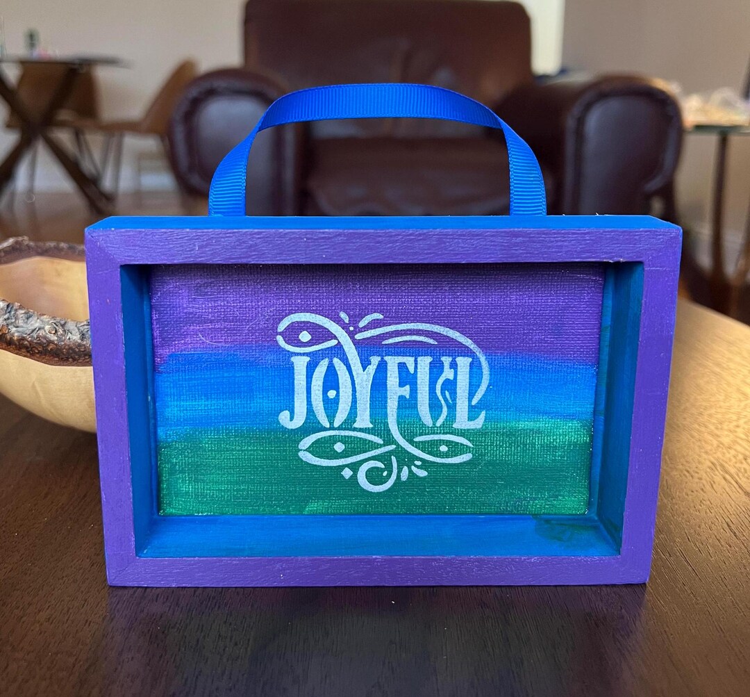 A Joyful Sign Hand-painted Farmhouse Decor Tiered Tray Decor Wood Shelf ...