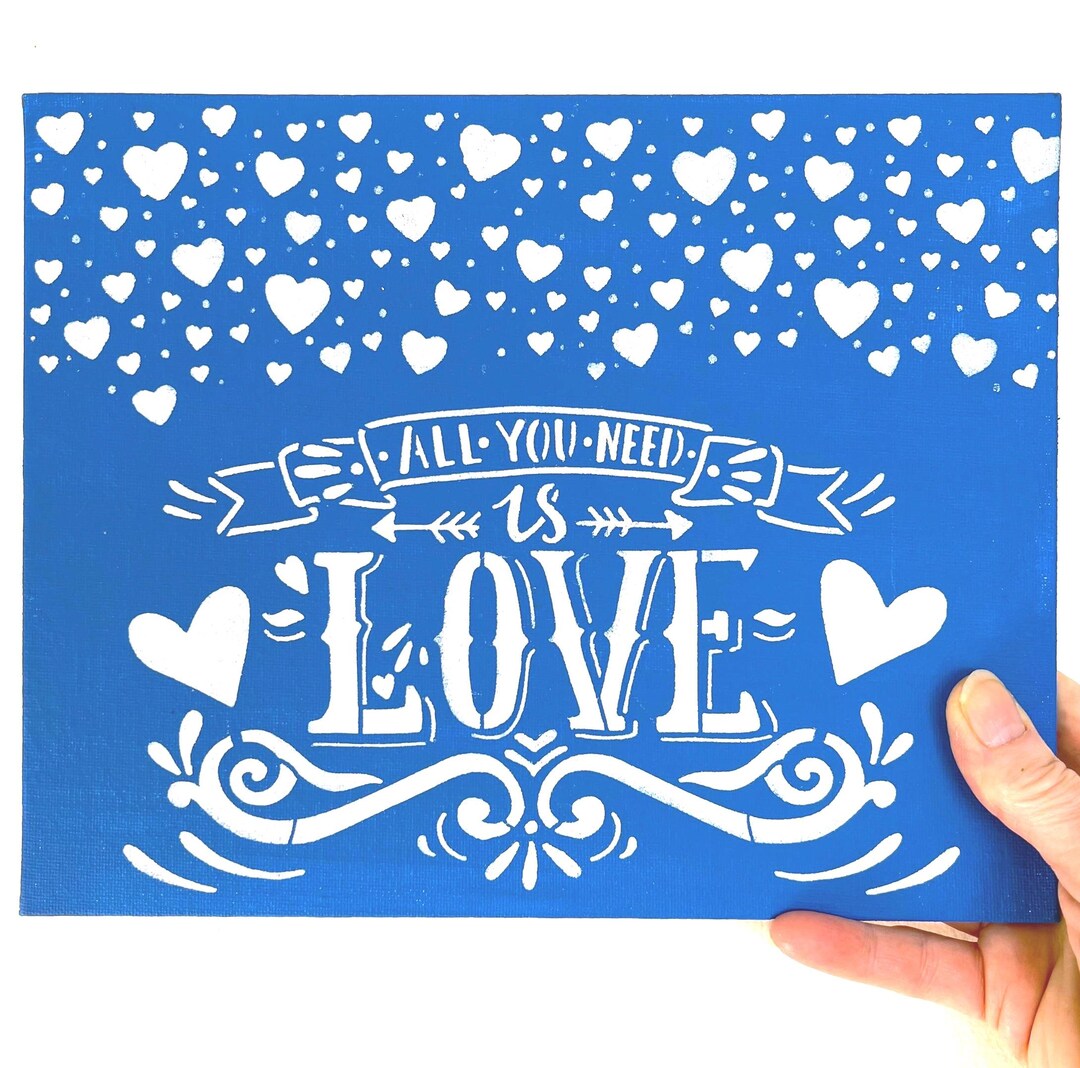 Vintage-style All You Need is Love Hand-painted Decor Valentines Day ...
