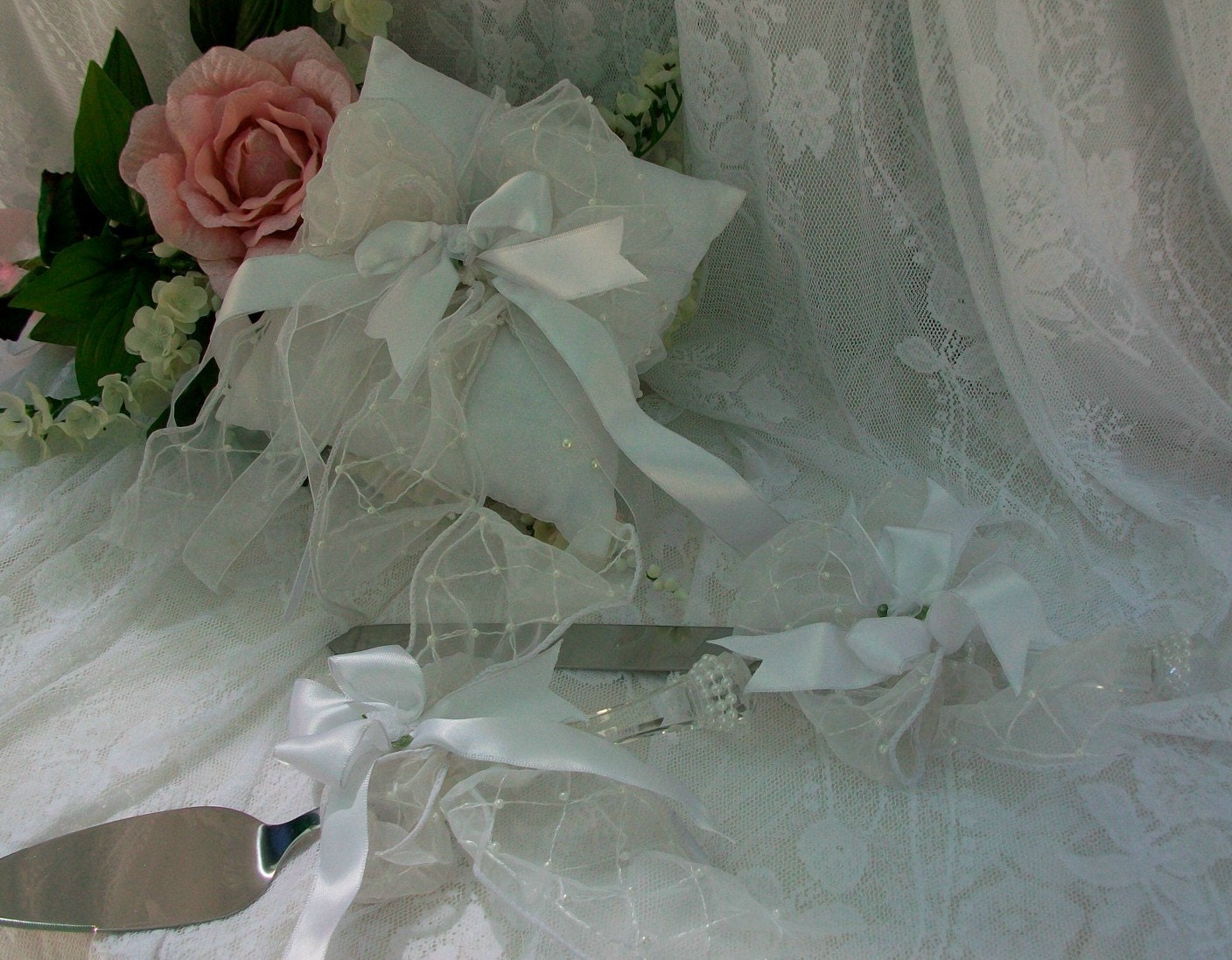 Wedding Ring Bearers Pillow and Matching Cake Cutting Set - Etsy