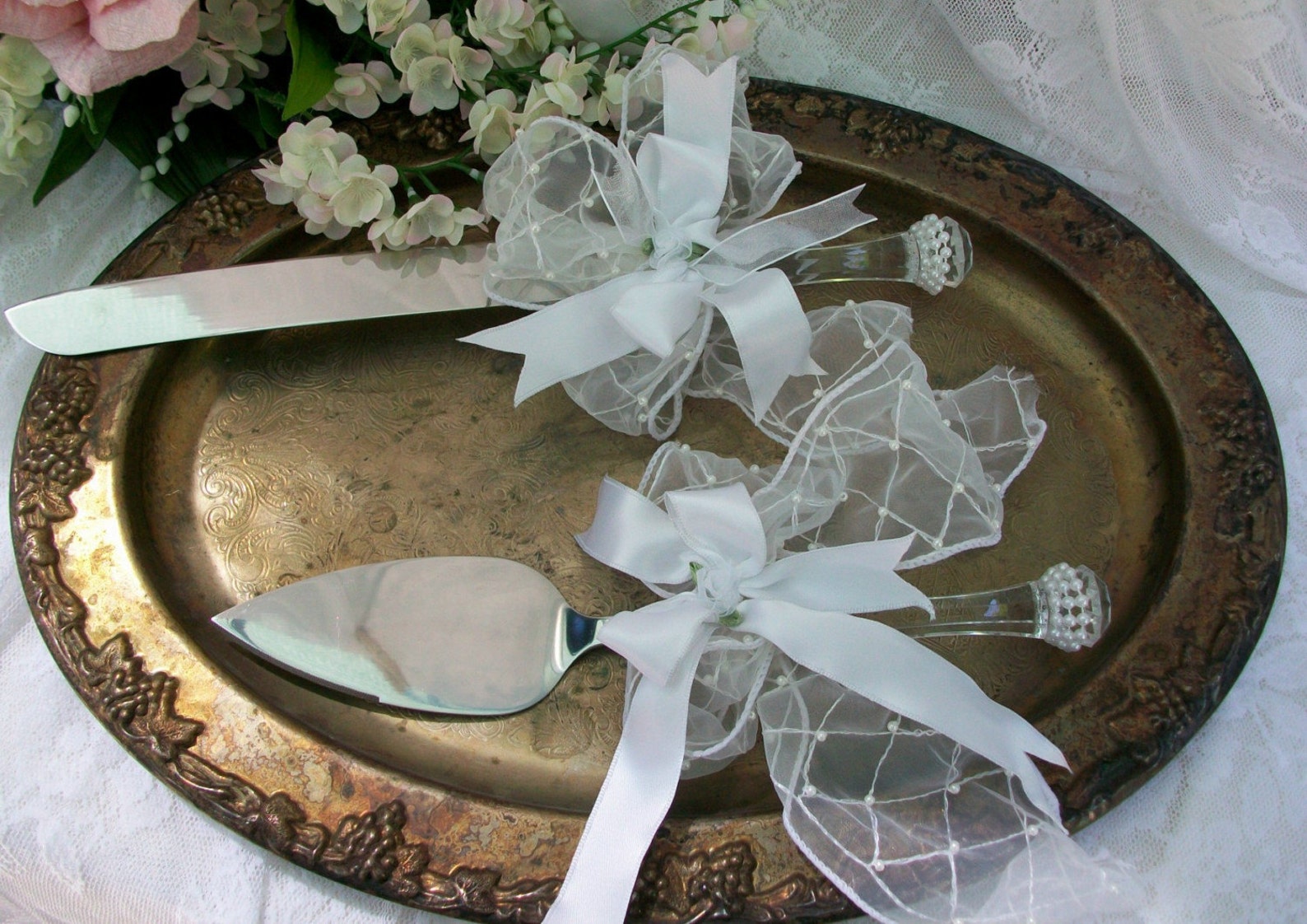 Wedding Ring Bearers Pillow and Matching Cake Cutting Set Vintage ...