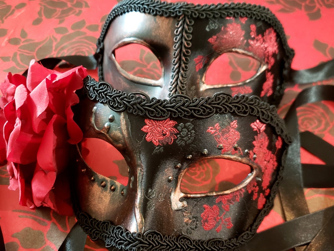 Rose Paired Masks/paired Masks/black Paired Masks/masquerade Mask/black ...