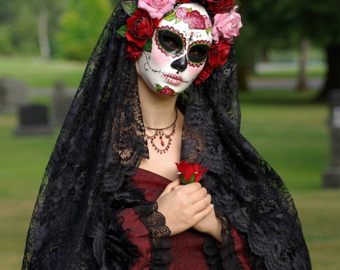 La Rosa Catrina Mask, Day of the Dead Full Faced Paper Mache Mask Wtih ...