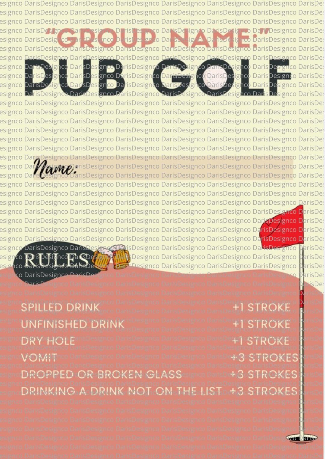 Pub Golf Template. - Etsy
