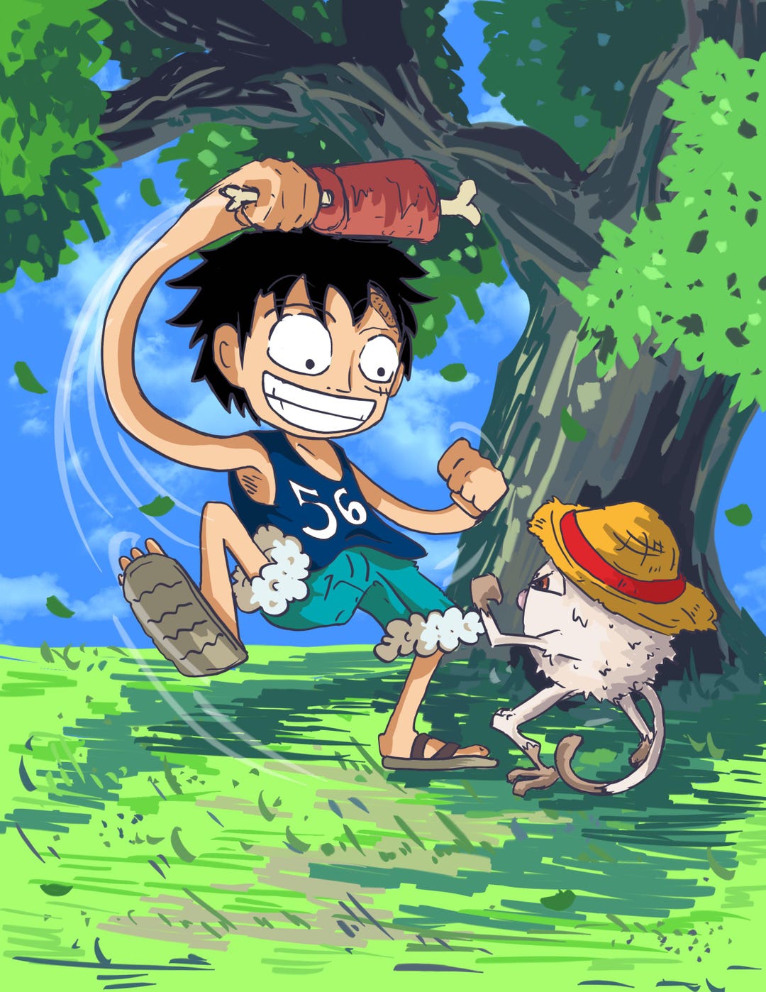 Monkey D. Luffy and His New Friend Art Print 8.5 X 11 Inches - Etsy
