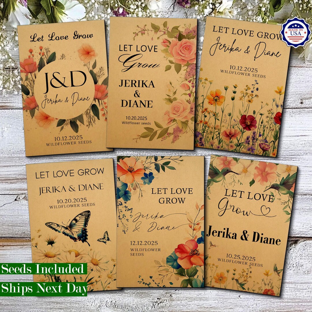 Wildflower Seed Packet Wedding Favors Let Love Grow Personalized Seed ...