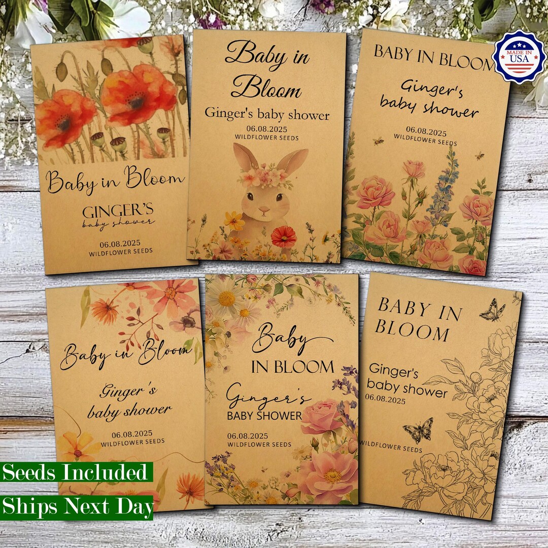 Custom Seed Packets Baby Shower Favors for Guests in Bulk/baby in Bloom ...