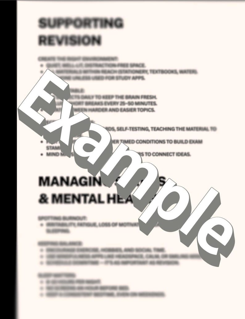 GCSE Parent Survival Guide Digital Download Exam Support Tips, Revision ...