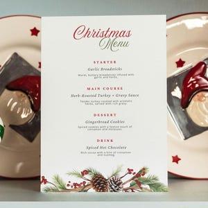 Editable Christmas Menu Template, Holiday Dinner Menu, Printable ...