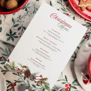 Editable Christmas Menu Template, Holiday Dinner Menu, Printable ...