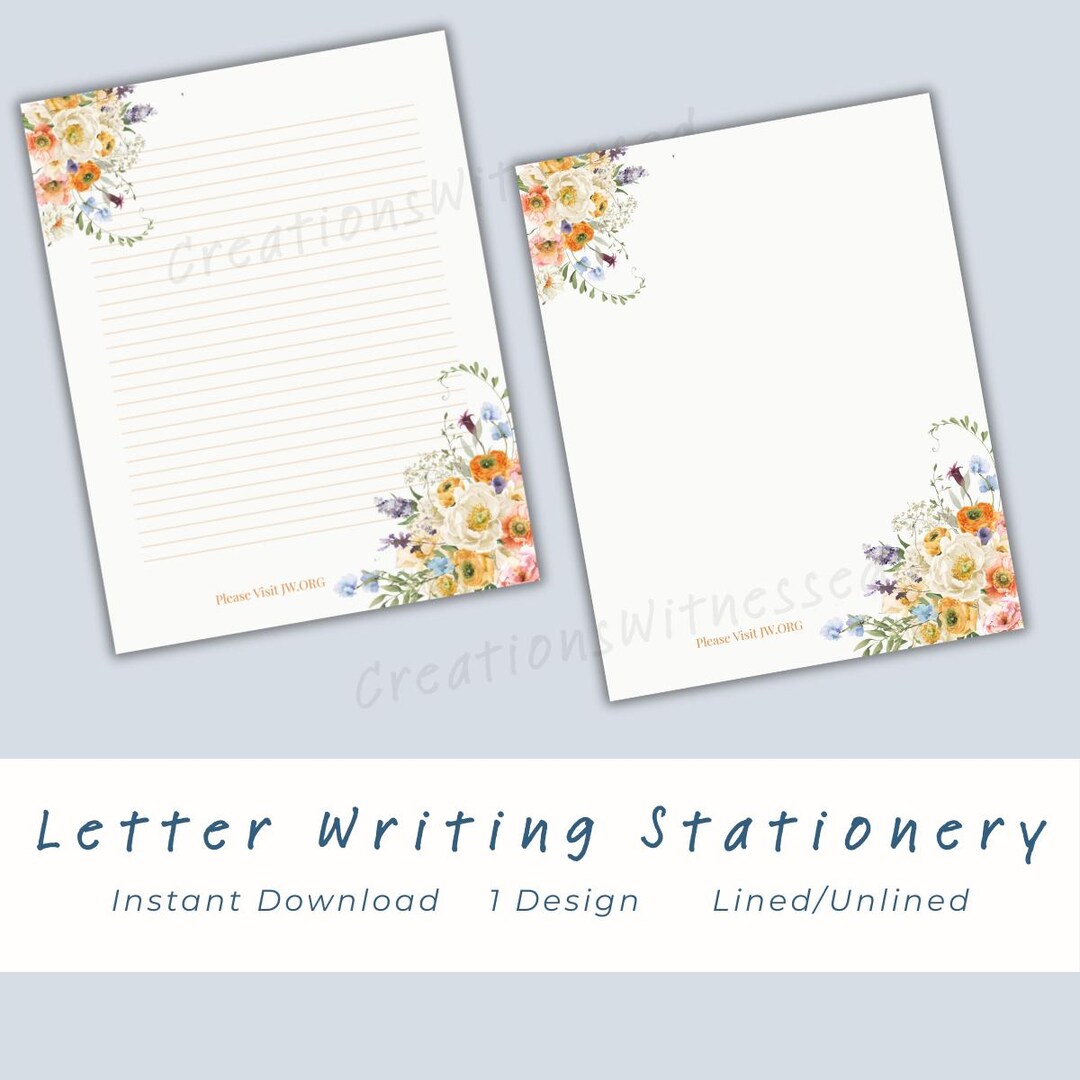 Floral JW Letter Writing Stationery Set | Printable Envelope and Seals ...