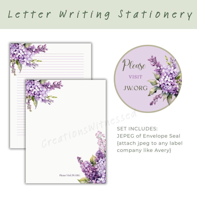 JW Letter Writing Set | Printable Stationery | Envelope and Seals (PDF ...