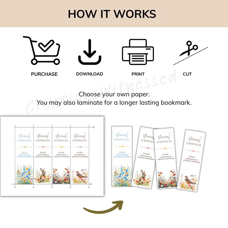 2026 JW Intl Convention Bookmark | Eternal Happiness | Spiritual ...
