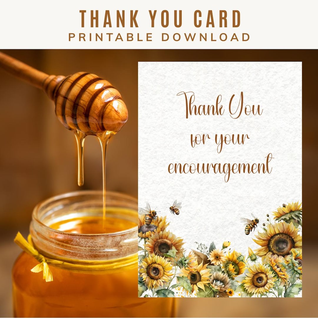 Sunflower Thank You Card Printable, Bees and Scripture Design ...