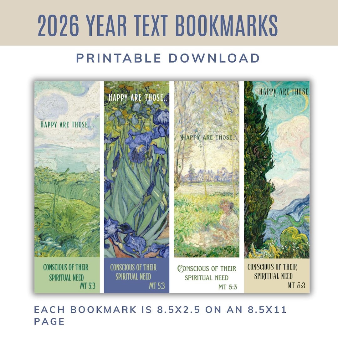 JW 2026 Year Text Bookmarks | Printable PDF | Digital Download | Art ...