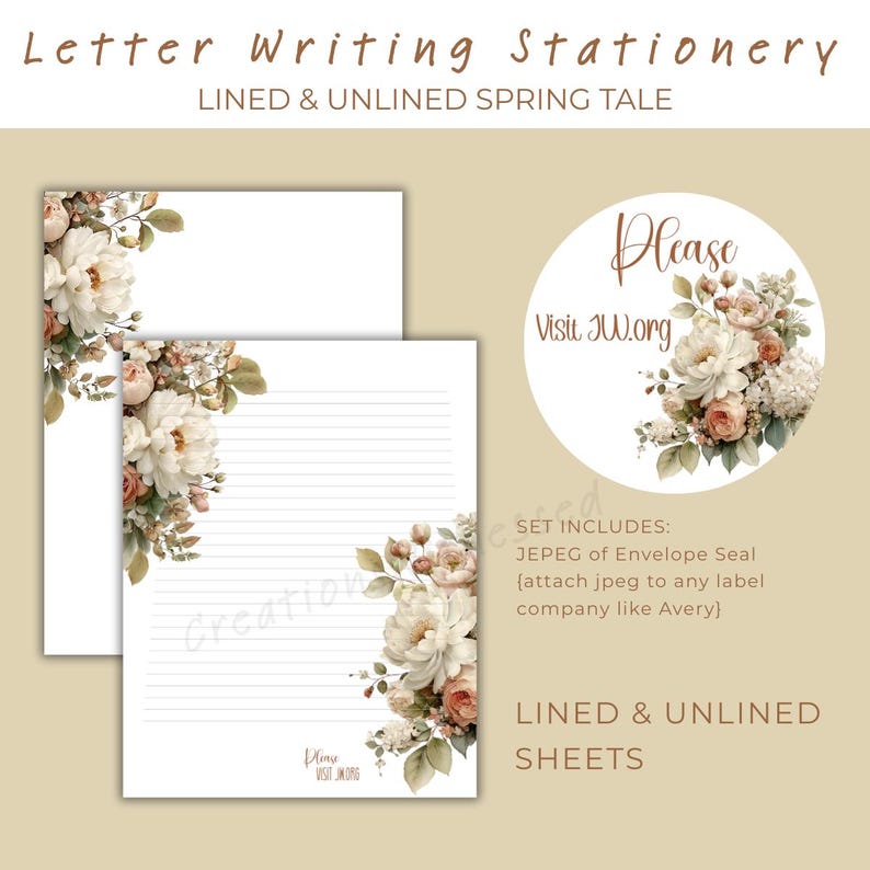 Blush Floral JW Letter Writing Stationery Set | Printable Envelopes ...