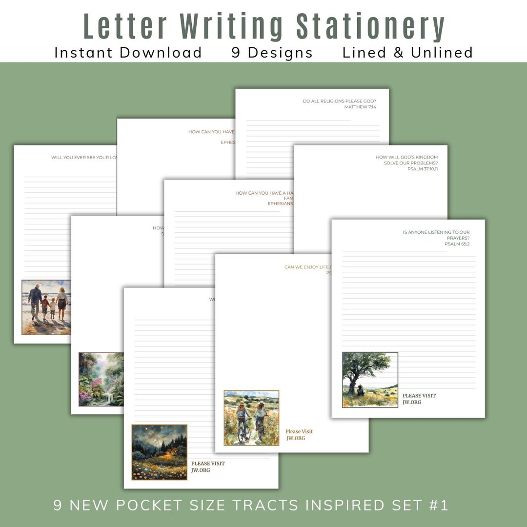 JW New Tracts Letter Writing Paper Printable Stationery Bundle Writing ...