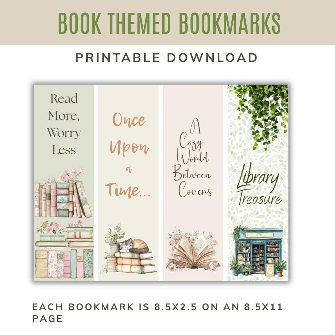 Reading Bookmarks – Printable Inspirational Quotes – 8.5x2.5 Book Lover ...